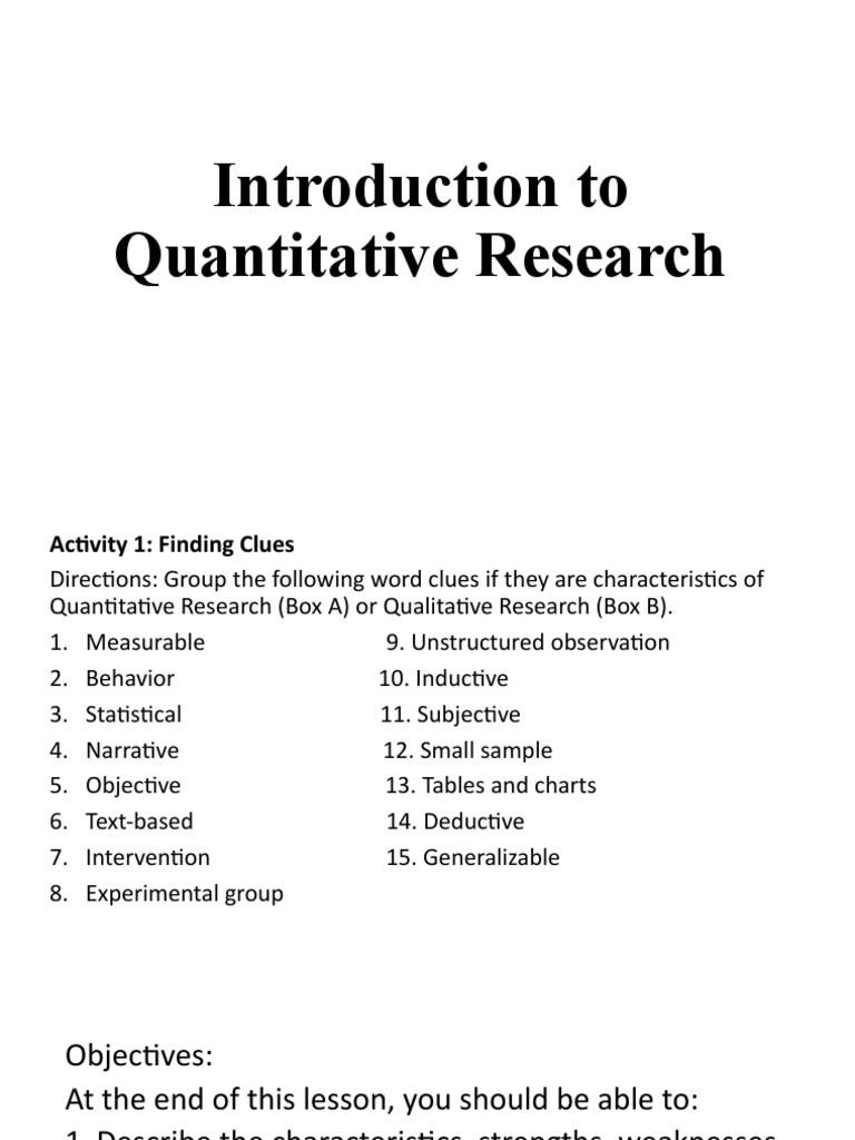 Introduction To Quantitative Research | PDF | Statistics | Quantitative ...