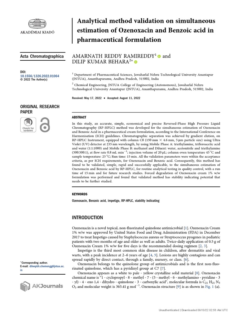 Analytical Method Validation On Simultaneous Estim Pdf High Performance Liquid