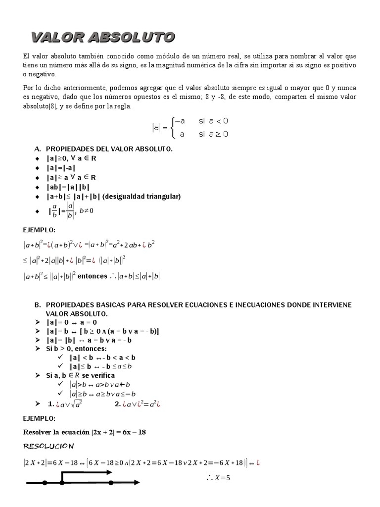Propiedades del Valor Absoluto | PDF | Números | Álgebra abstracta