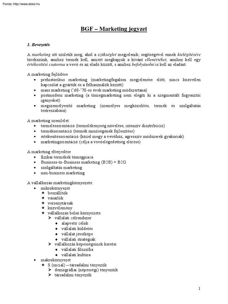 Marketing Jegyzet | PDF