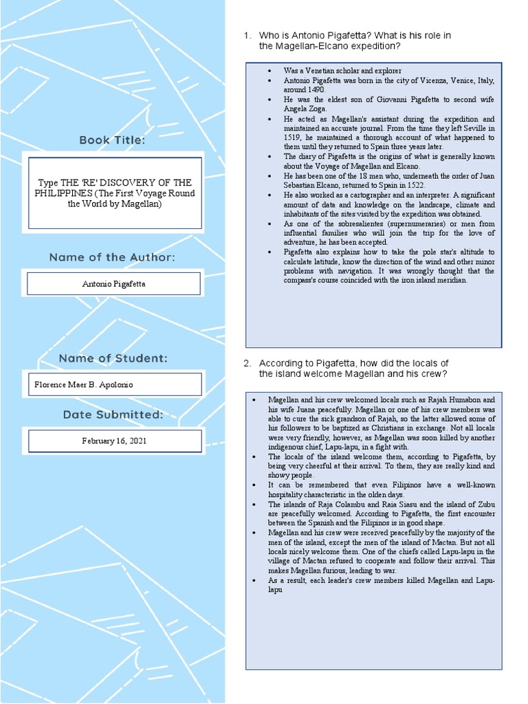 First Voyage Round The World by Magellan WORKSHEET | PDF | Travel