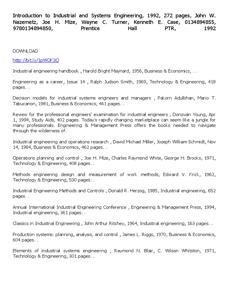 Introduction To Industrial and Systems Engineering | PDF | Cakes