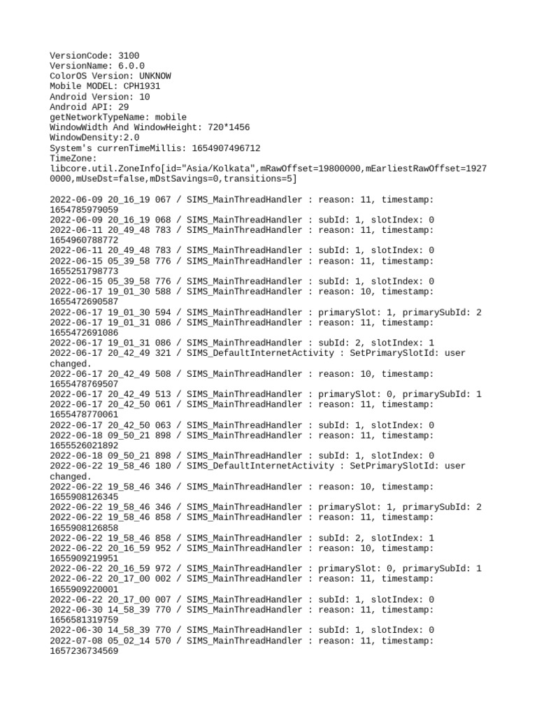 Log of SIM Card Slot Changes and Reason Codes Over Time | PDF | Embedded Linux Distributions ...