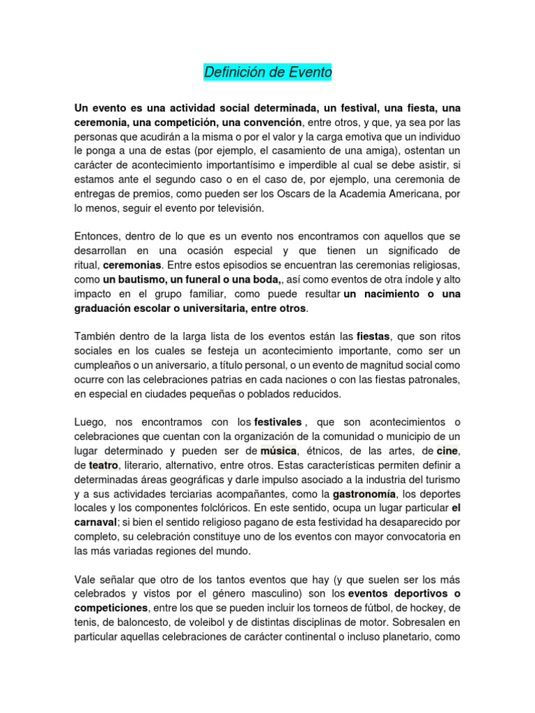 Definición de Evento | PDF | Marketing | Business