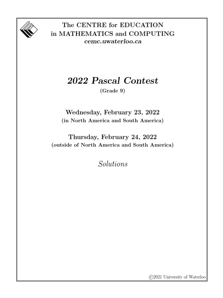 2022 Pascal Solution | PDF | Area | Triangle