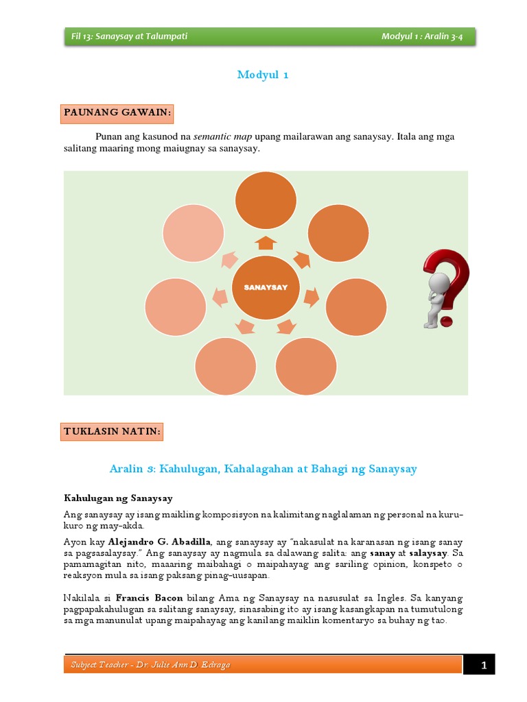 Aralin 3 at 4-Ang Sanaysay | PDF