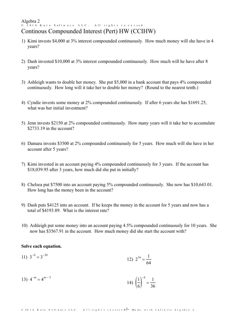 Continous Compounded Interest Pert CCIHW | PDF | Interest | Applied ...