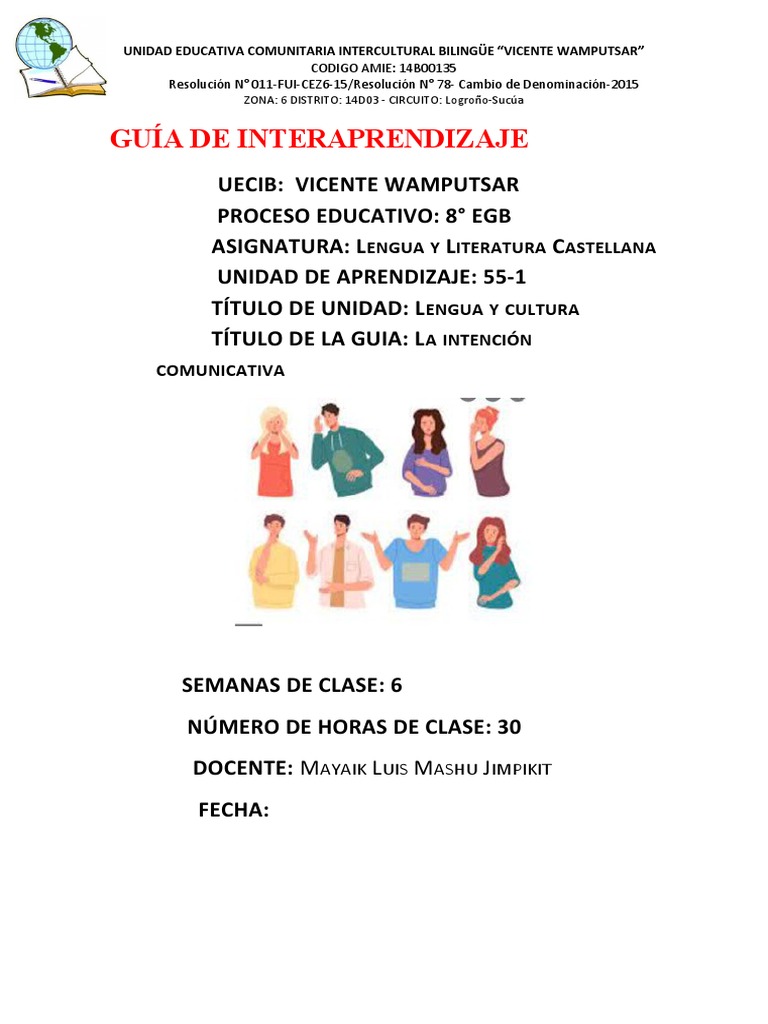 GUÍA DE INTERAPRENDIZAJE 8vo EGBU | PDF | Multilingüismo | Comunicación ...