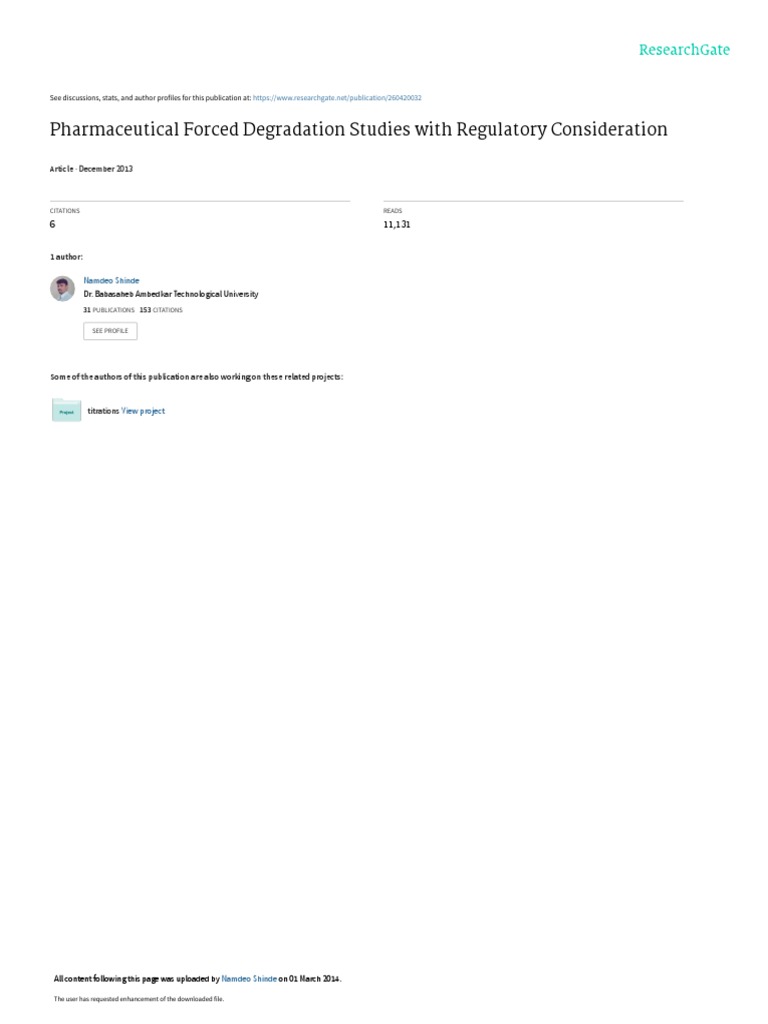 Forced Degradation: Regulatory Requirements | PDF | Pharmaceutical ...