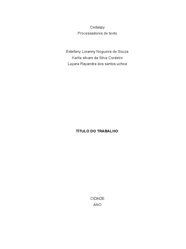 Capa de Trabalho Escolar | PDF