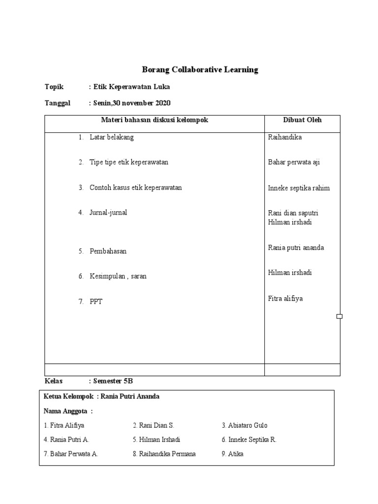 Borang Collaborative Learning Kel.5 | PDF