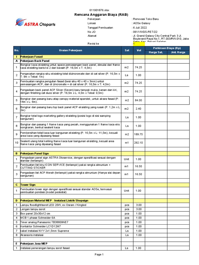RAB Bekasi - AOSE Galaxy (Rev 1 After Aawjz) Blank | PDF