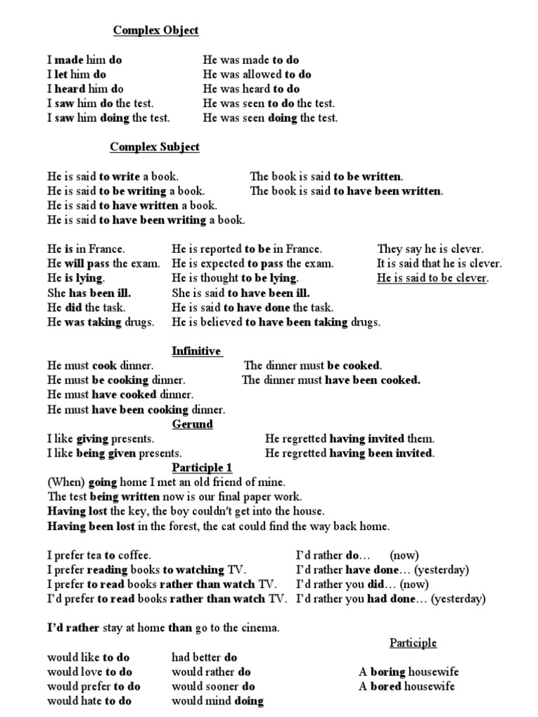 Complex Object and Subject Rules | PDF