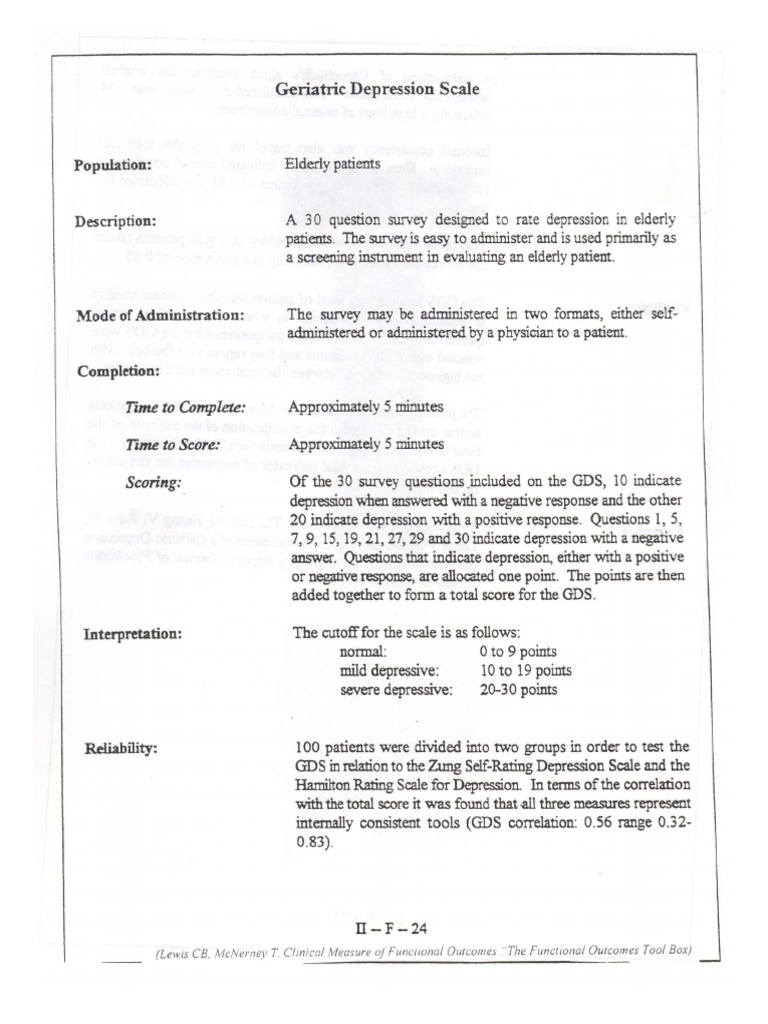 Geriatric Depression Scale GDS INTERPRETARE | PDF Geriatric Depression Scale GDS INTERPRETARE | PDF