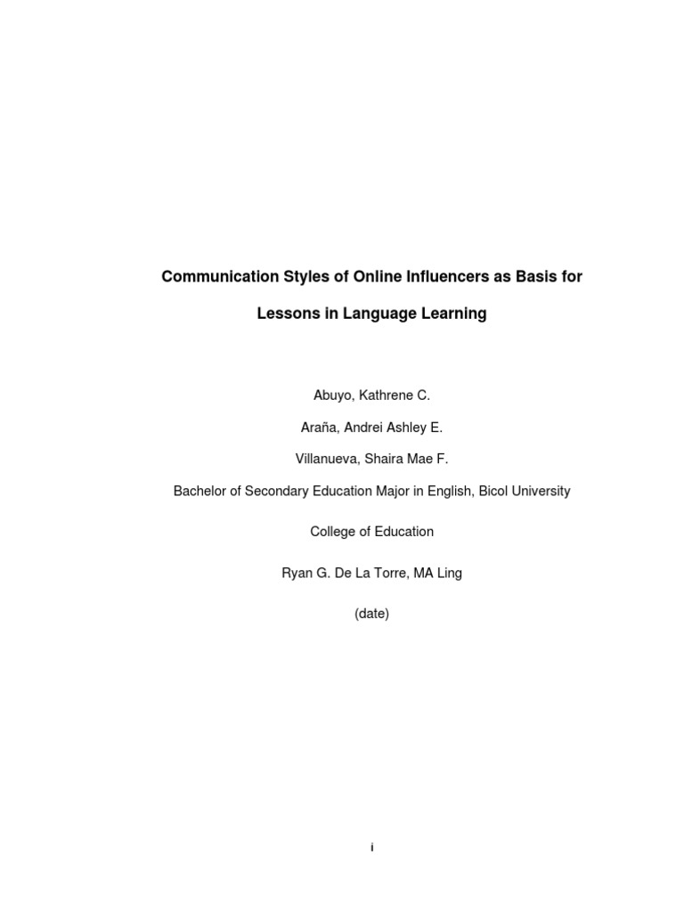 Communication Styles of Online Influencers As Basis For Lessons in ...