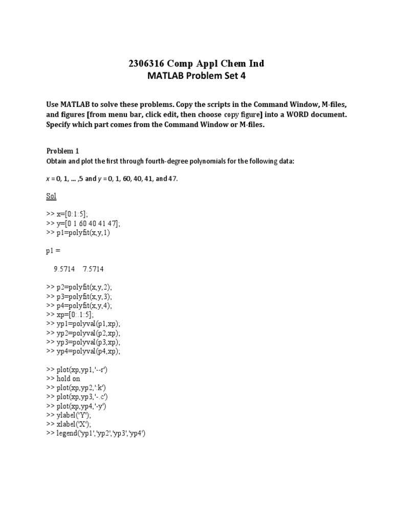MATLAB Problem Set 4 | PDF | Power Law | Function (Mathematics)