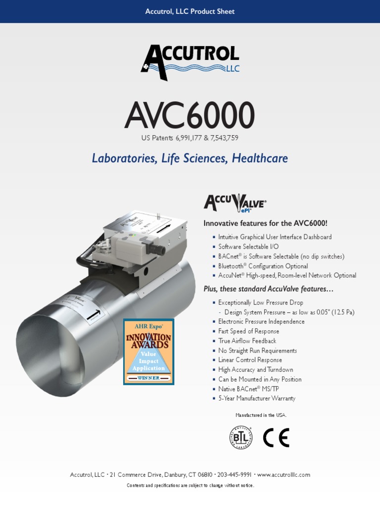 AVC6000 Product Sheet - 0519 | PDF | Building Automation | Manufactured ...
