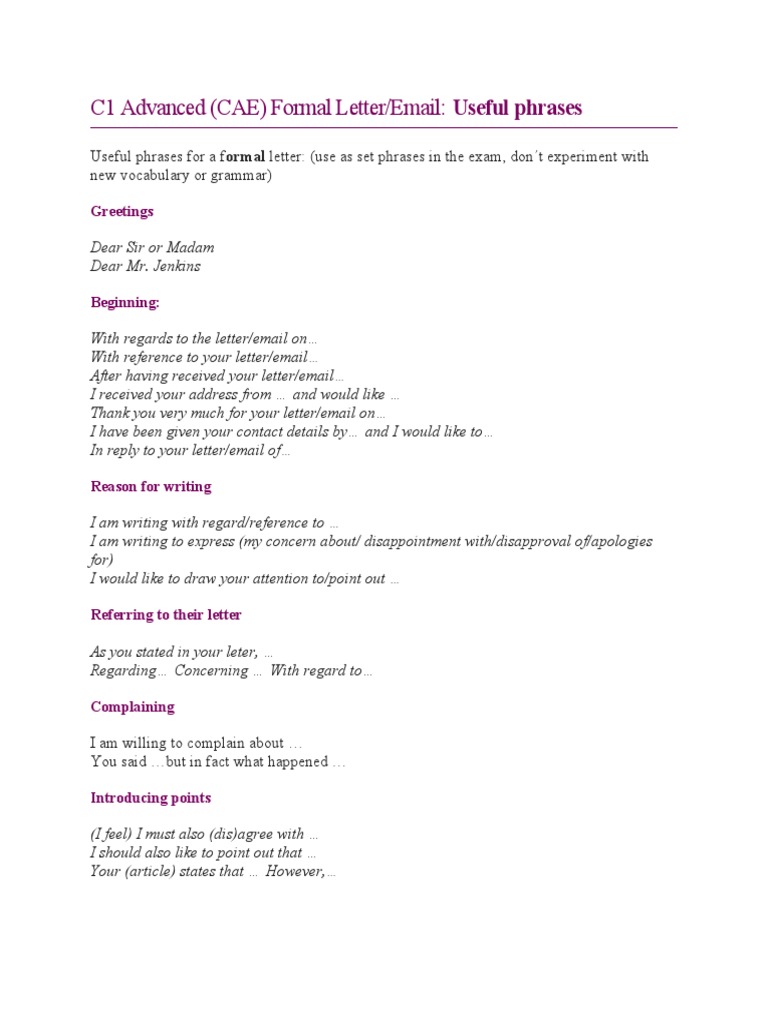 Formal Letter C1 | PDF