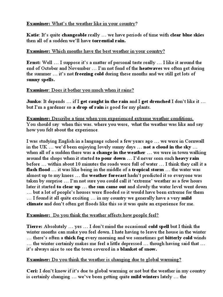 Topic The Weather | PDF | Rain | Weather