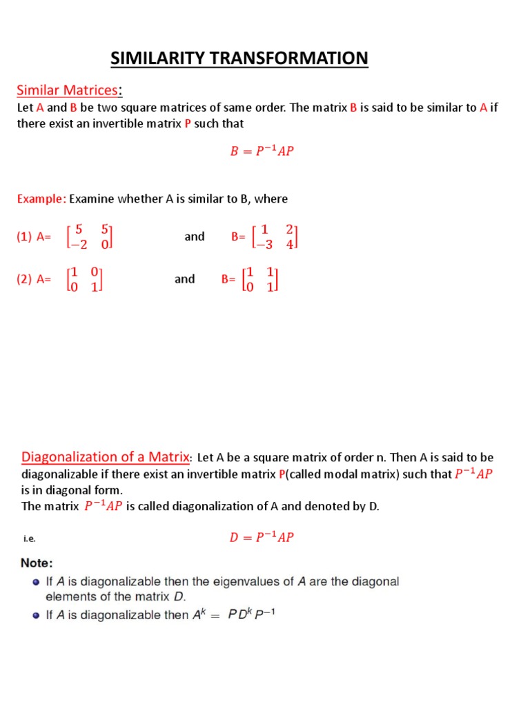 Similarity Transformation | PDF