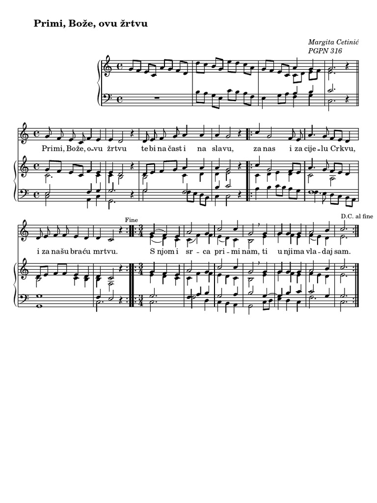 Primi, Bože, Ovu Žrtvu - Margita Cetinić | PDF