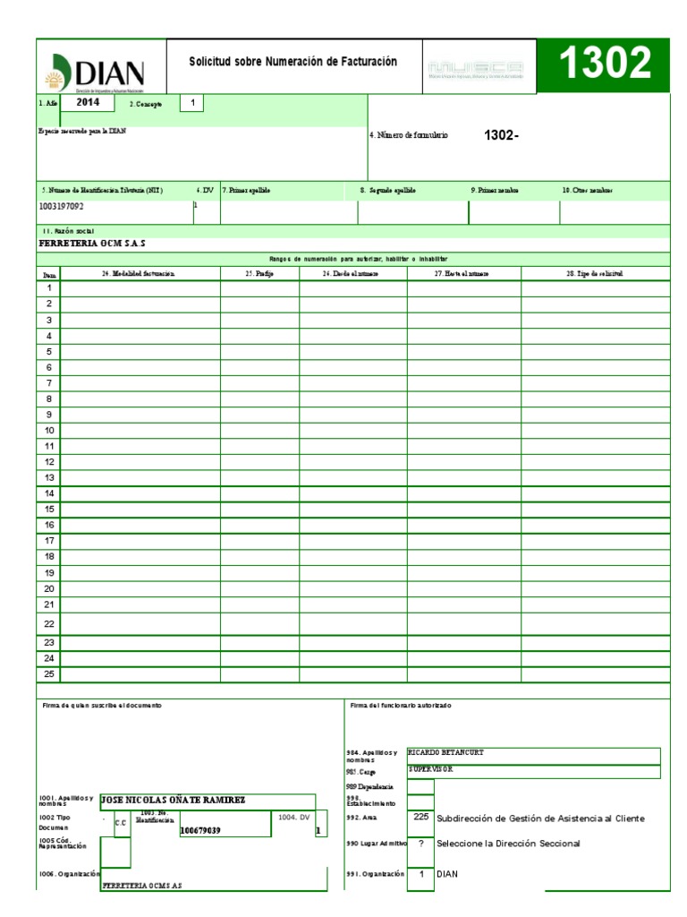 Formulario 1302 Solicitud de Facturacion | PDF