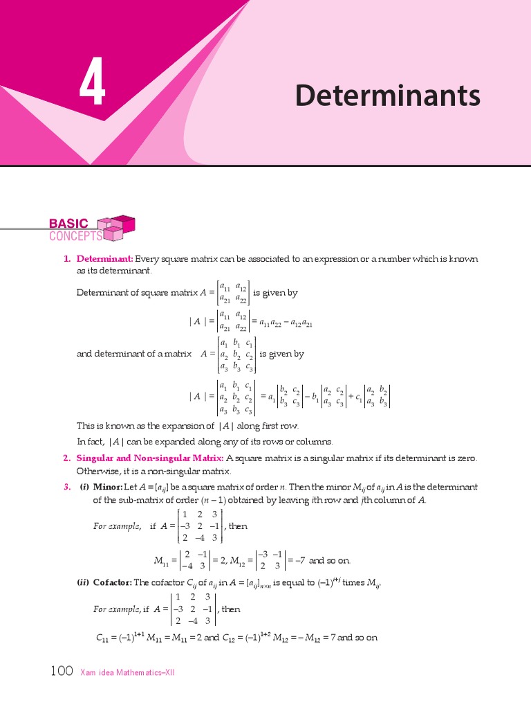 Chapter 4 Maths Xam Idea | PDF | Matrix (Mathematics) | Determinant