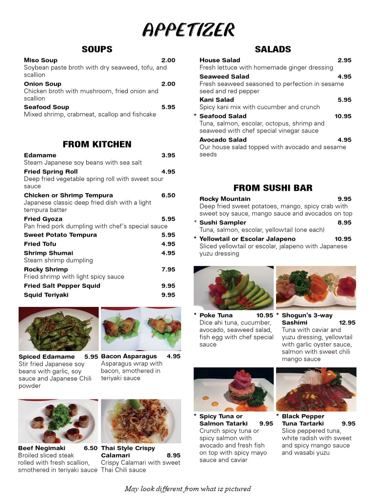Shogun Menu Web 2 | PDF | Sushi | Japanese Cuisine