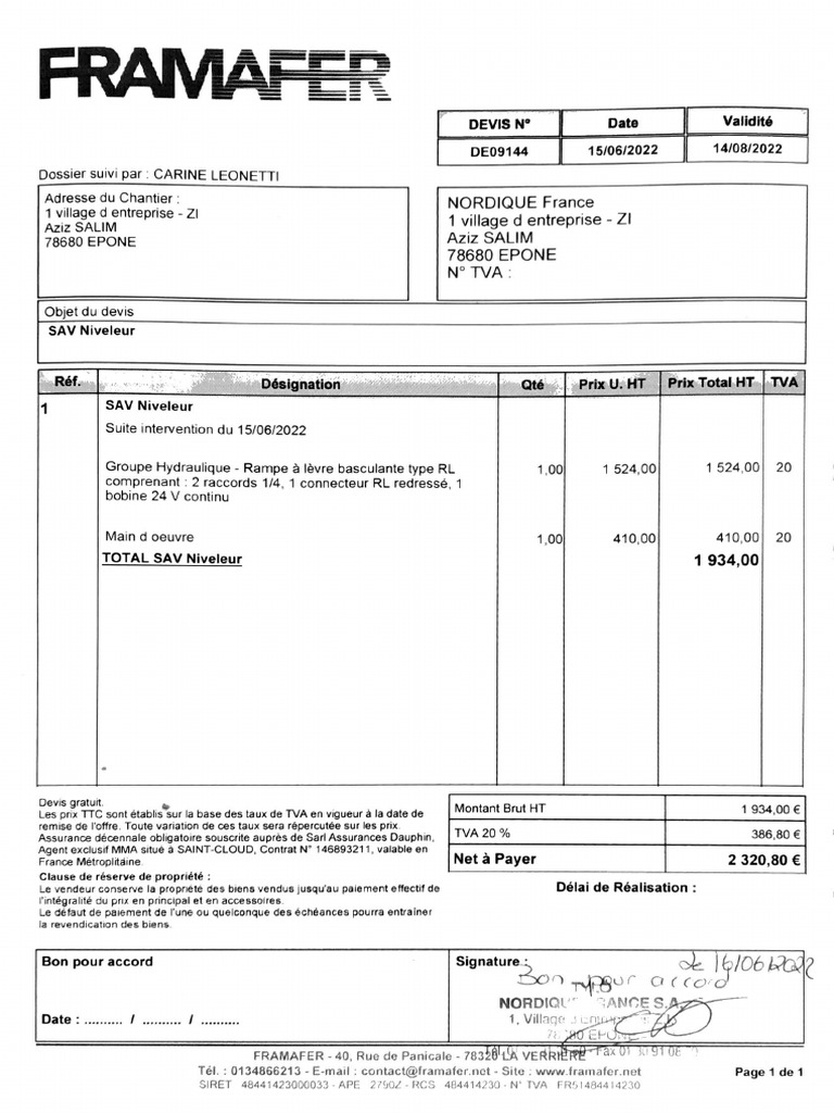 Devis Framafer | PDF