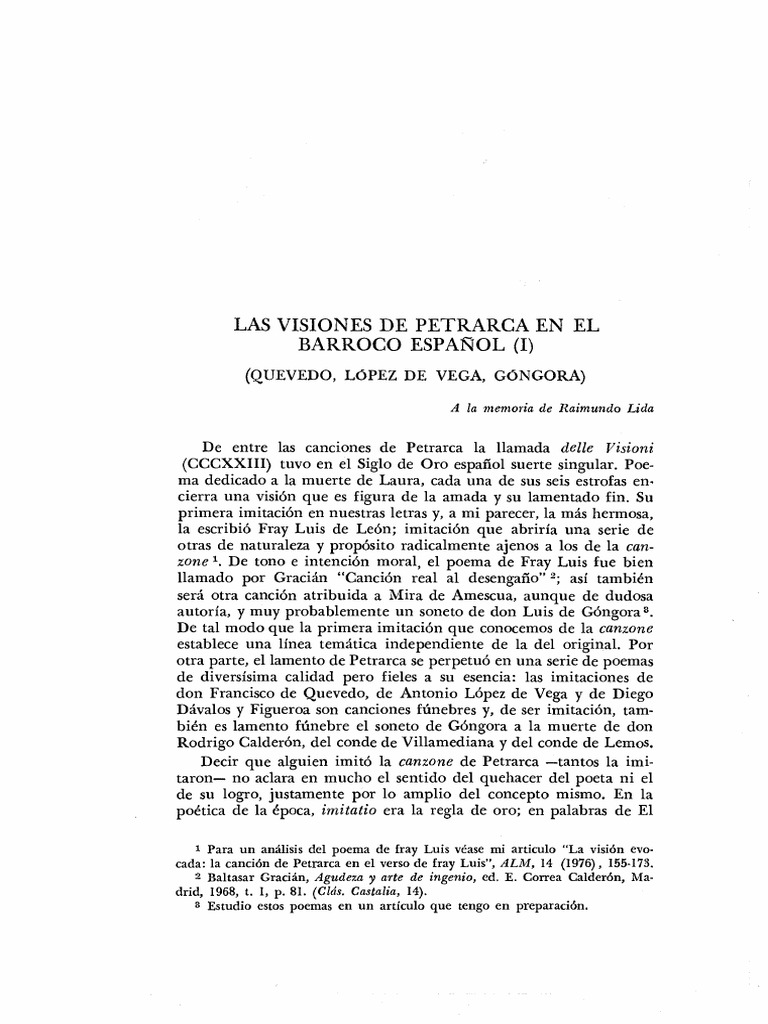 Petrarca en el Barroco Español | PDF | Sonetos | Poesía