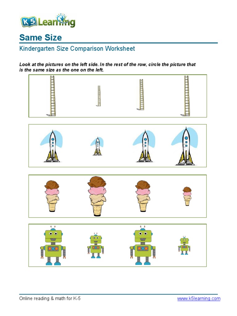 Kindergarten Same Size Picture 2 | PDF