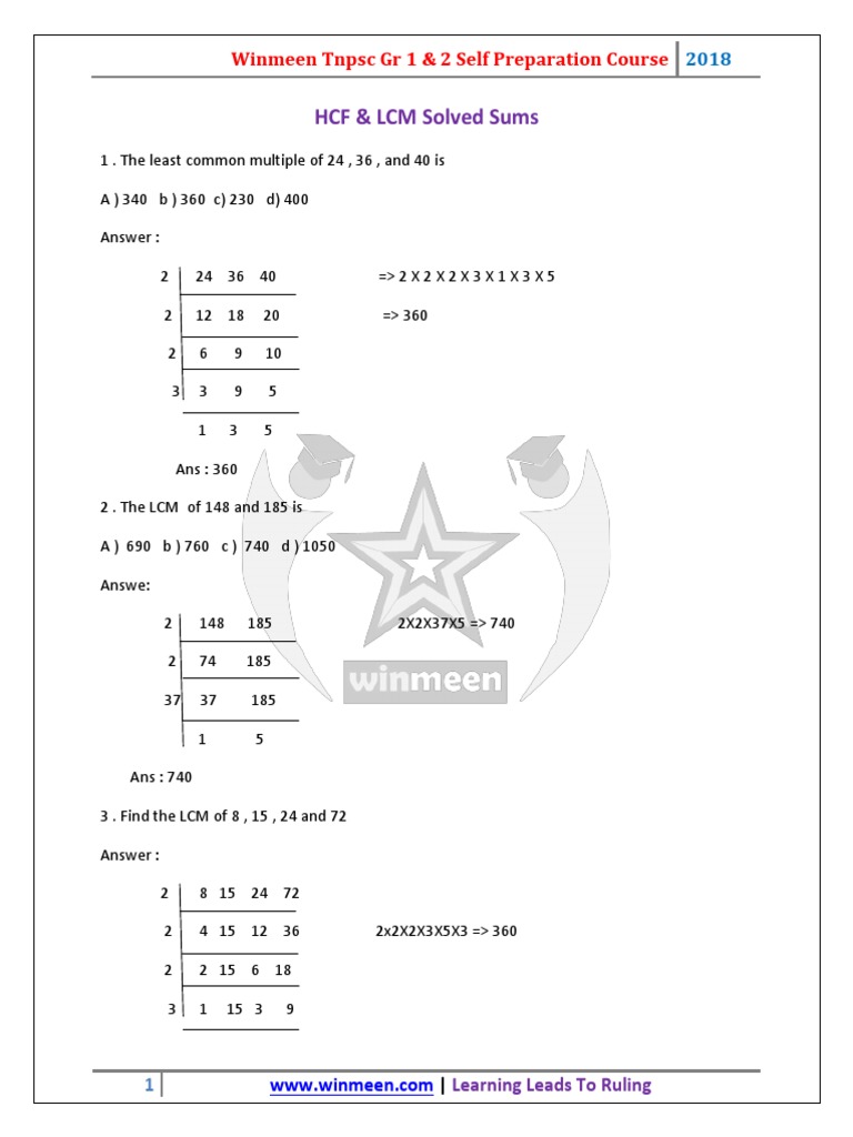 HCF LCM In/English | PDF | Arithmetic | Algebra