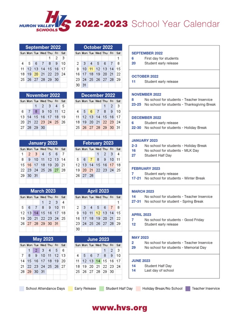 Hvs 2022-2023 Calendar Final | Descargar gratis PDF | Observances | Holidays
