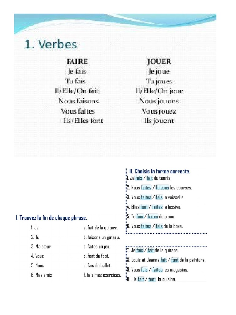 Verbes Faire Et Jouer | PDF