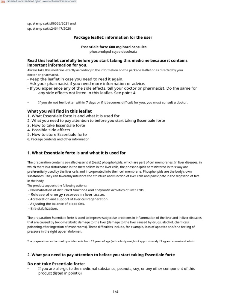 Essentiale-Forte-Pil Cs en | PDF | Liver | Soybean