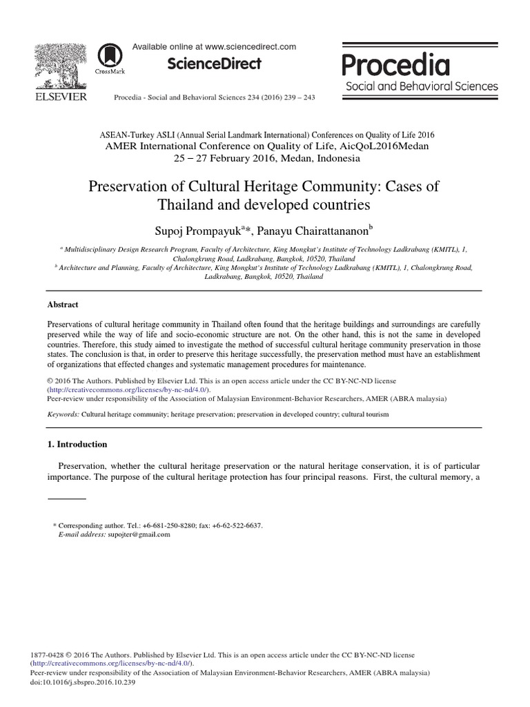 Preservation of Cultural Heritage Community Cases | PDF | Cultural ...