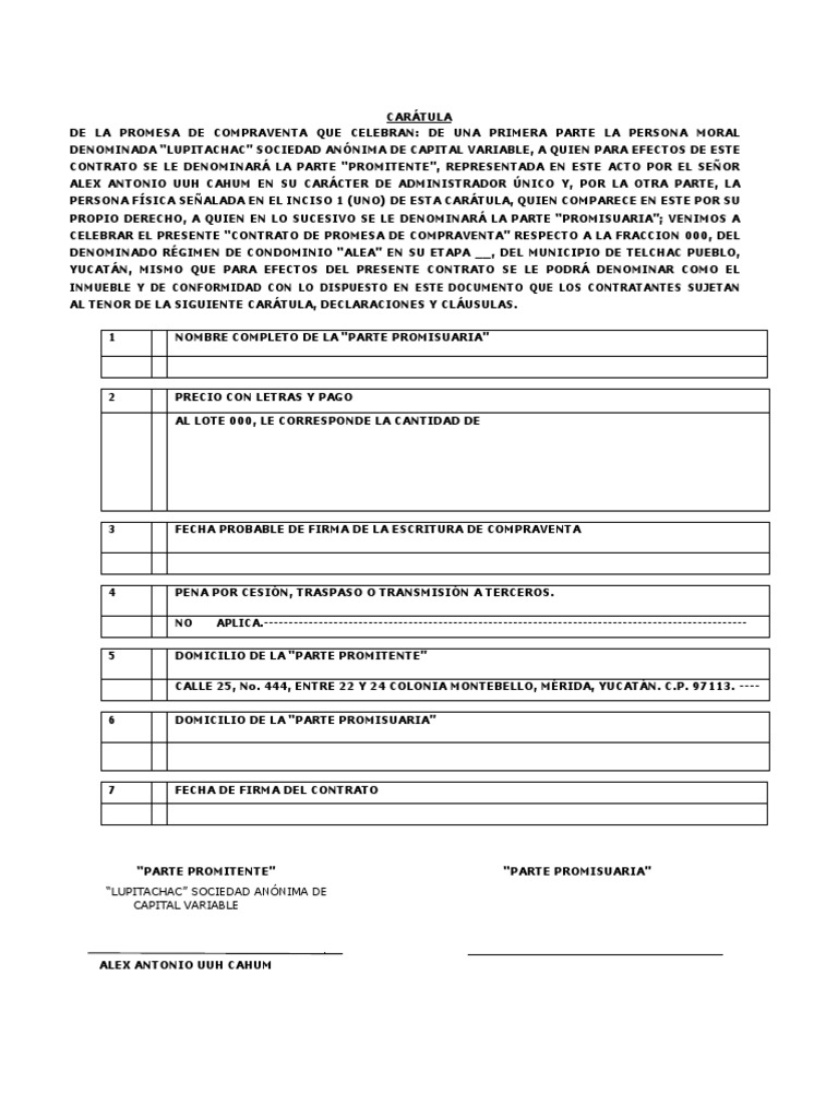 Machote Promesa Alea Alex | PDF | Condominio | Ley común