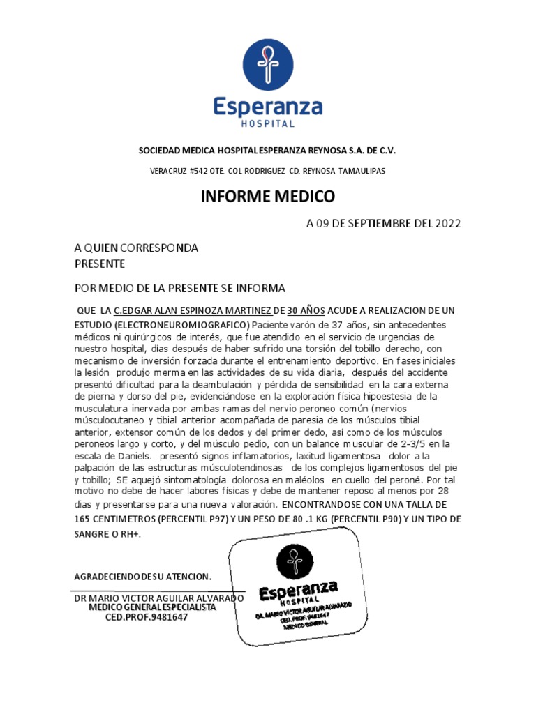 Informe Medico | PDF