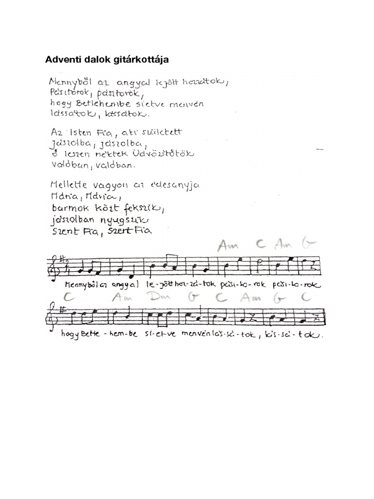 Adventi Dalok Gitarakkordokkal | PDF