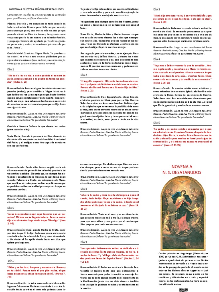 Novena a la Virgen Desatanudos | PDF | María, madre de Jesús | Rosario