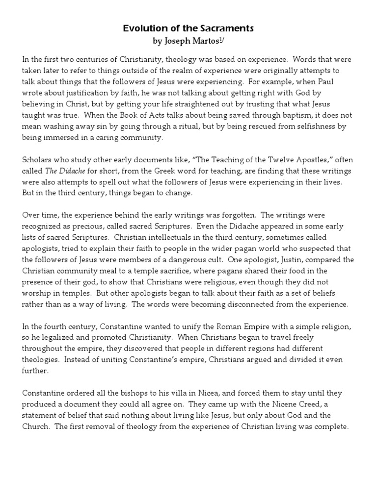 Evolution of The Sacraments | PDF | Catholic Church | Sacraments