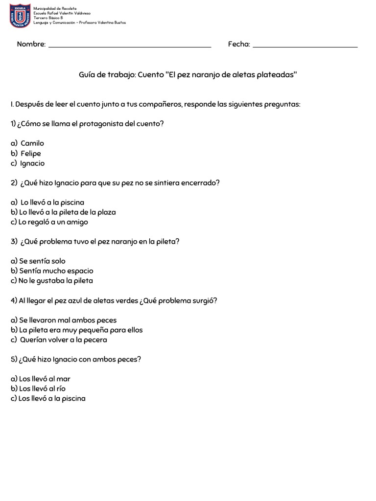 Guías para Trabajar Cuento | Descargar gratis PDF | Pescado