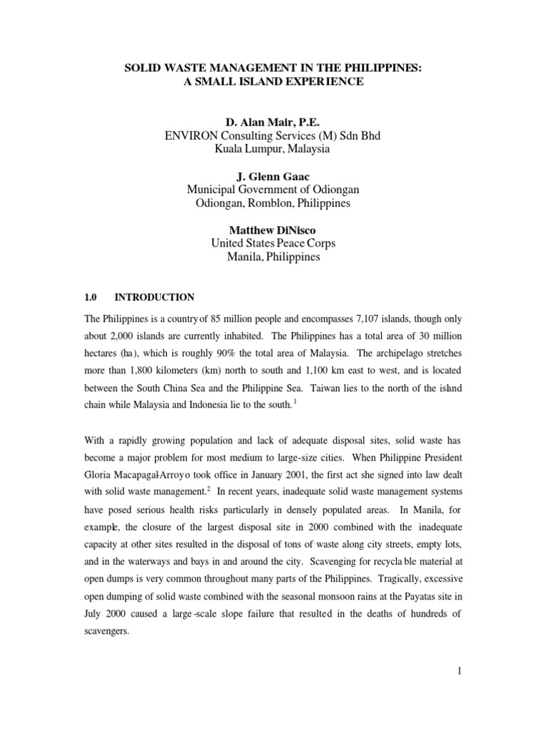 Solid Waste Management in The Philippines | PDF | Municipal Solid Waste ...