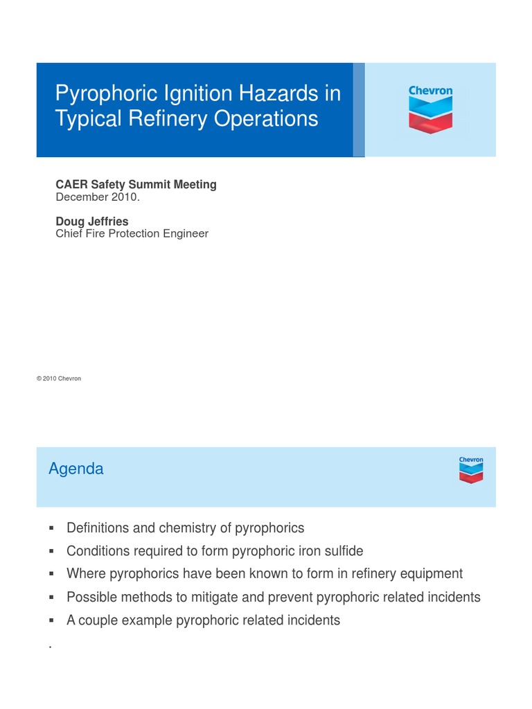 Pyrophoric Ignition Hazards in Typical Refinery Operations | PDF ...