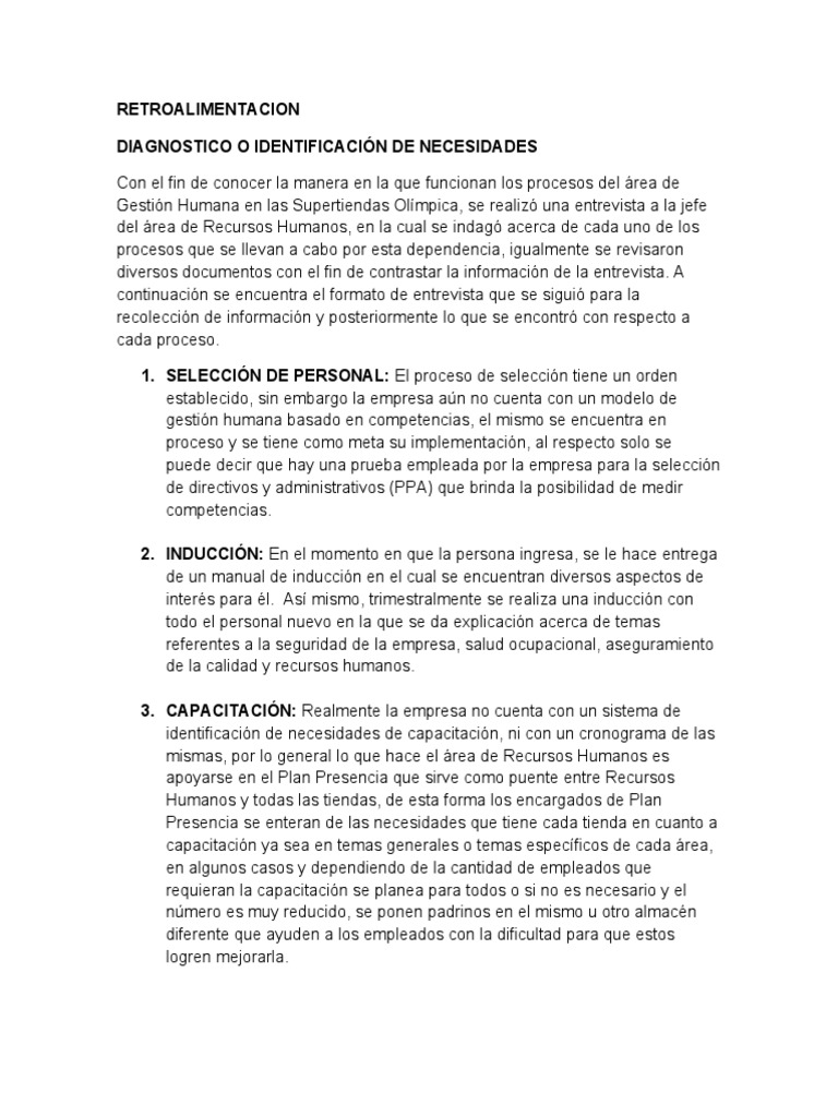 RETROALIMENTACION | PDF | Gestión de recursos humanos | Business