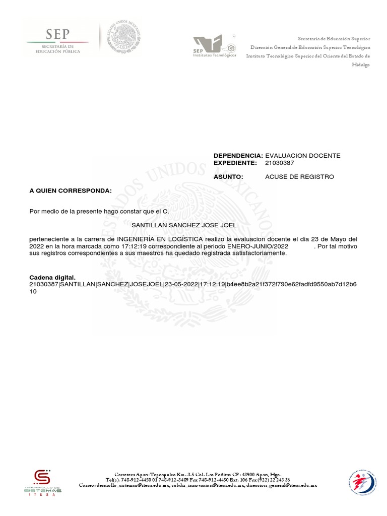 Acuse de Registro | PDF