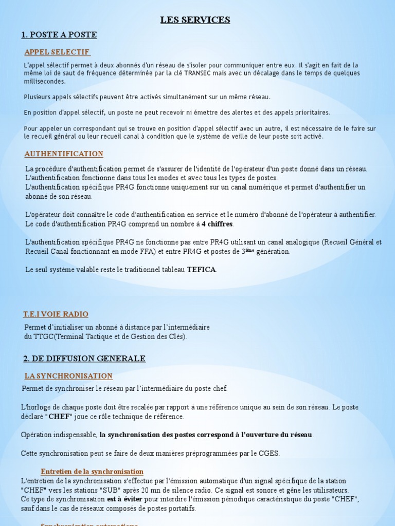 2 - Emplois Du Systeme PR4G | PDF | Télécommunications | Technologies ...