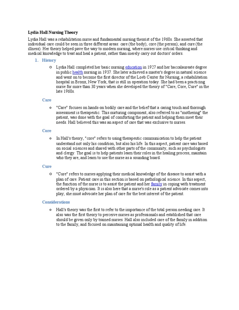 Lydia Hall Nursing Theory