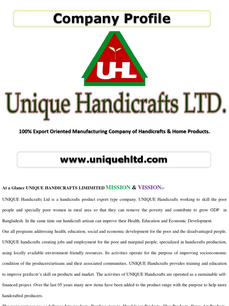 Unique-Handicrafts-LTD - Business Profile | PDF | Jute | Poverty