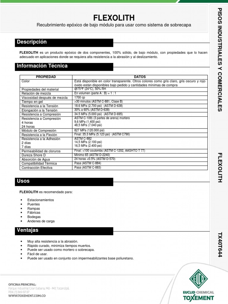 Recubrimiento Epóxico FLEXOLITH | PDF | Hormigón | Materiales de ...